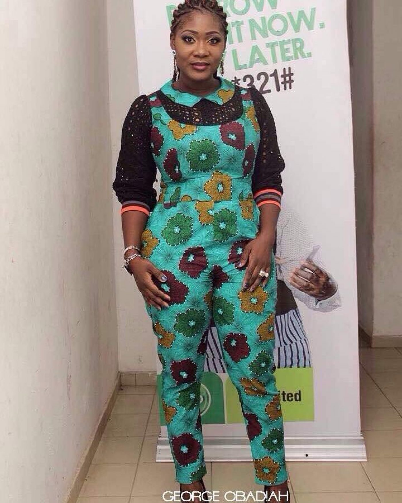 Mercy Johnson stuns in unique Ankara jumpsuit