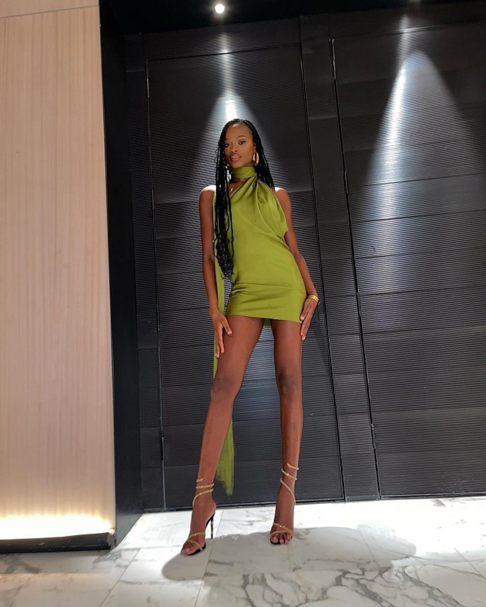Mayowa Nicholas Showcases Her Long Modeling Legs in a Mini Lemon Dress ...