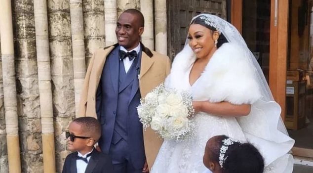 Rita Dominic Wears a Breathtaking Wedding Gown With Long Train to Marry ...