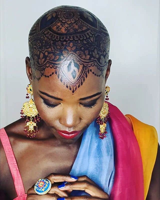 Lupita Nyong'o Gives An Interesting Story About Her Henna Design Bald ...