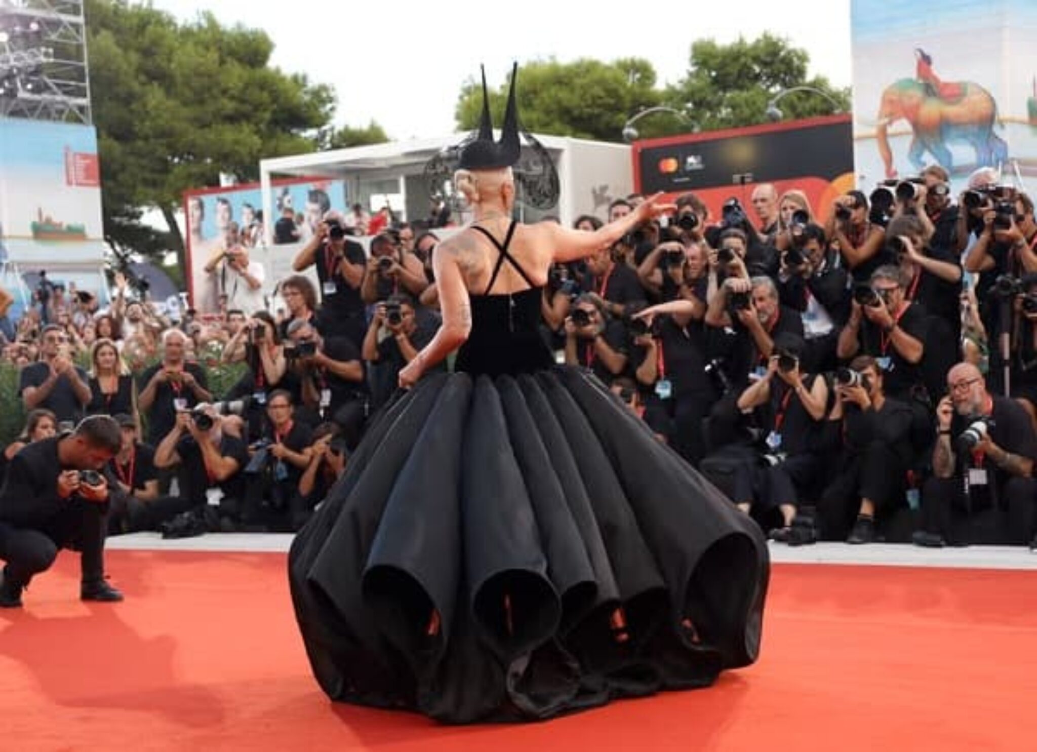 Lady Gaga Takes on the Venice Film Festival Red Carpet in a Black Ball ...