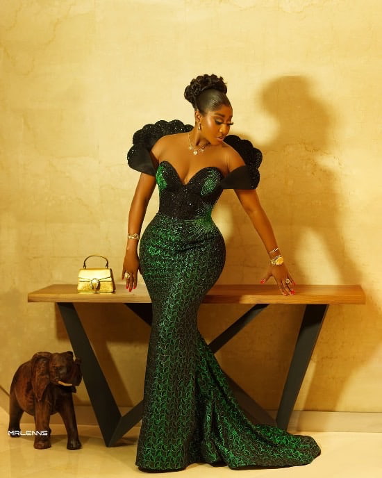 Ini Edo is a Vision in this Glamorous Green Corset Dress | FPN