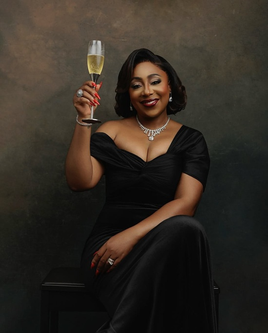 Dakore Egbuson Marks Her 47th Birthday in a Stunning Velvet Gown | FPN